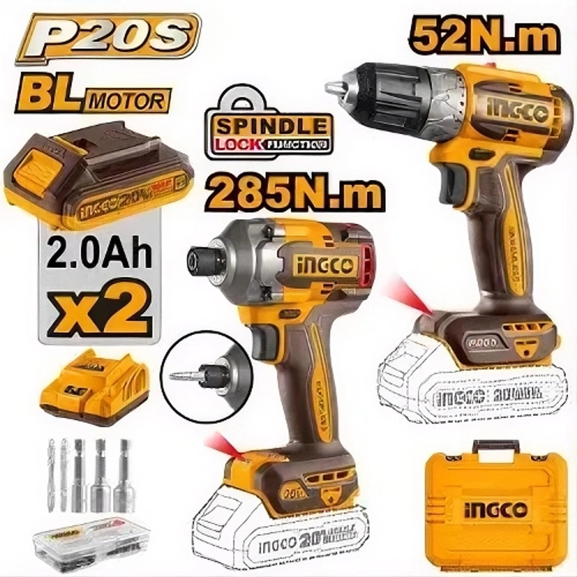 Combo de Kit INGCO de 2 Piezas – (Máquinas) – Barraca y Ferretera Núñez